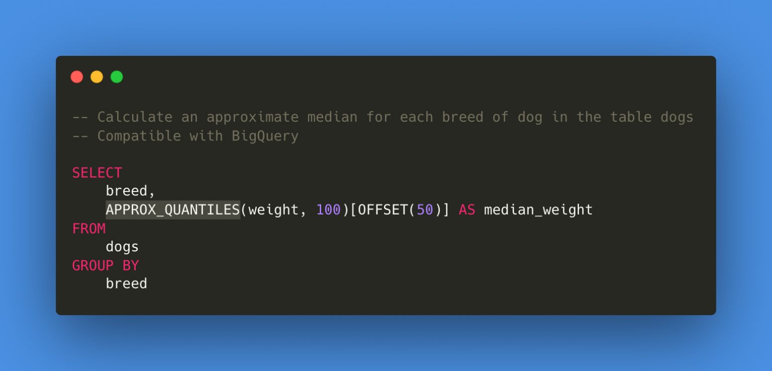 (Approximate) Median in BigQuery | MarquinSmith