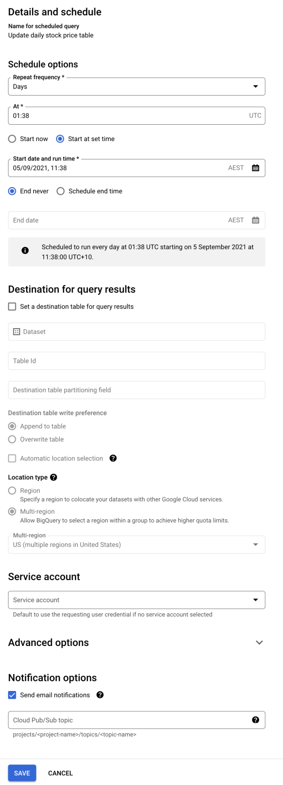 Running Sql Queries On A Schedule In Bigquery Part 1 Scheduled Queries Marquinsmith