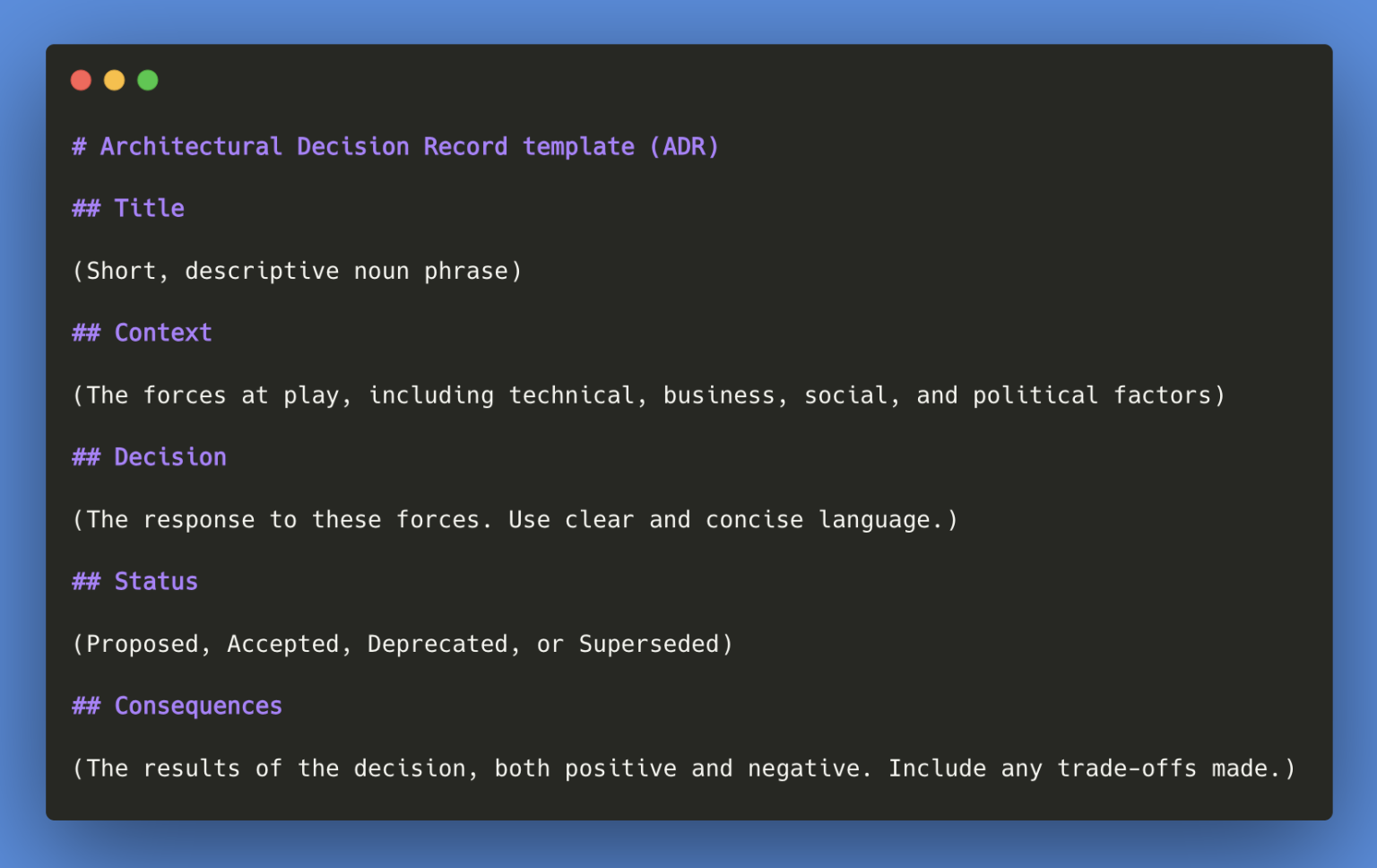 Architecture Decision Record Template | MarquinSmith