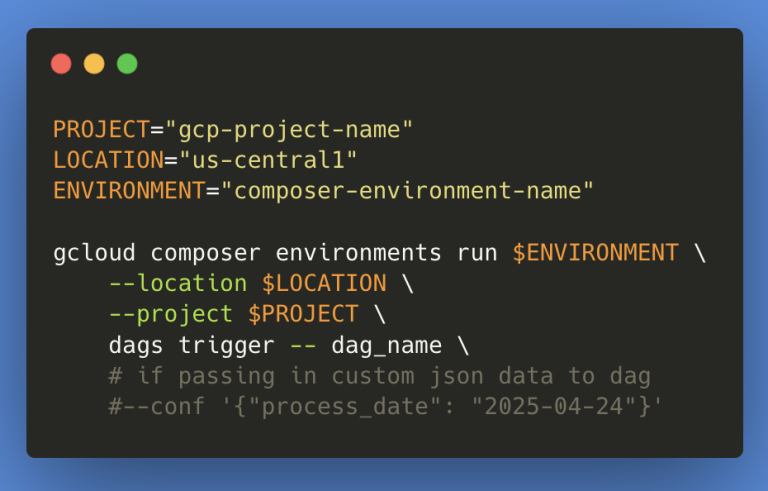Trigger an Airflow DAG in Google Cloud Composer using gcloud command line tool | MarquinSmith
